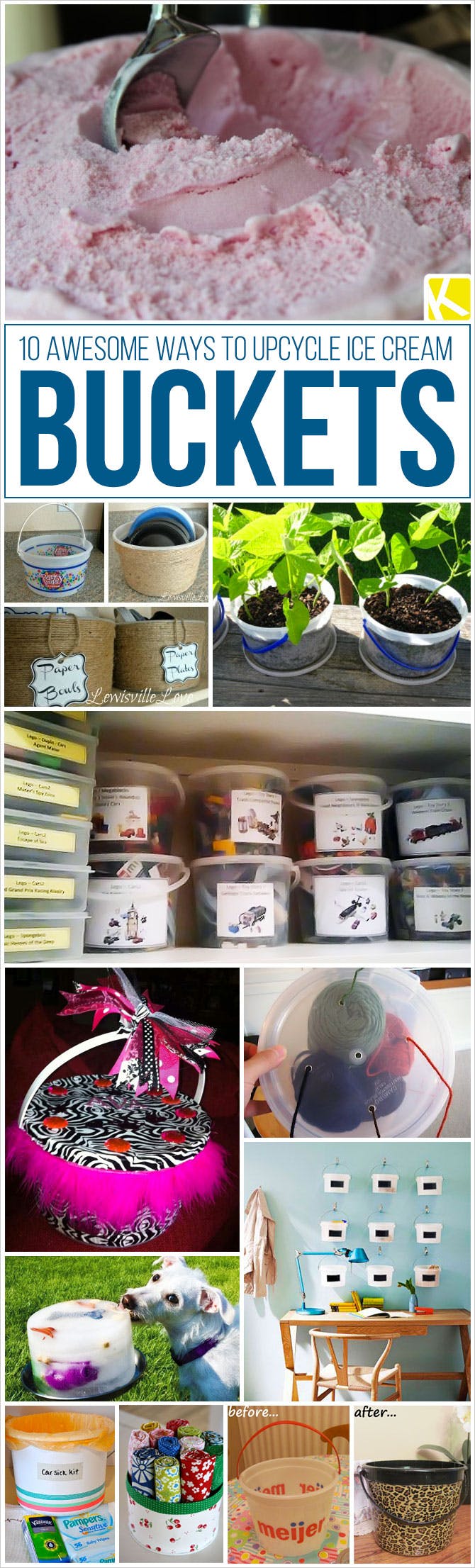 10 Awesome Ways to Upcycle Ice Cream Buckets - The Krazy Coupon Lady