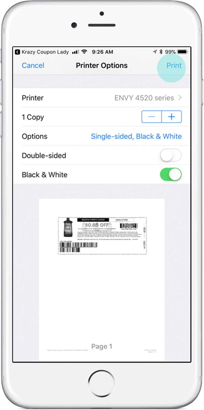 How to Print a Coupon in the KCL App - The Krazy Coupon Lady