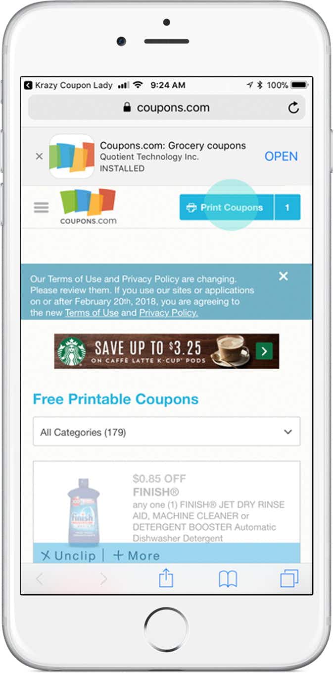 How to Print a Coupon in the KCL App - The Krazy Coupon Lady