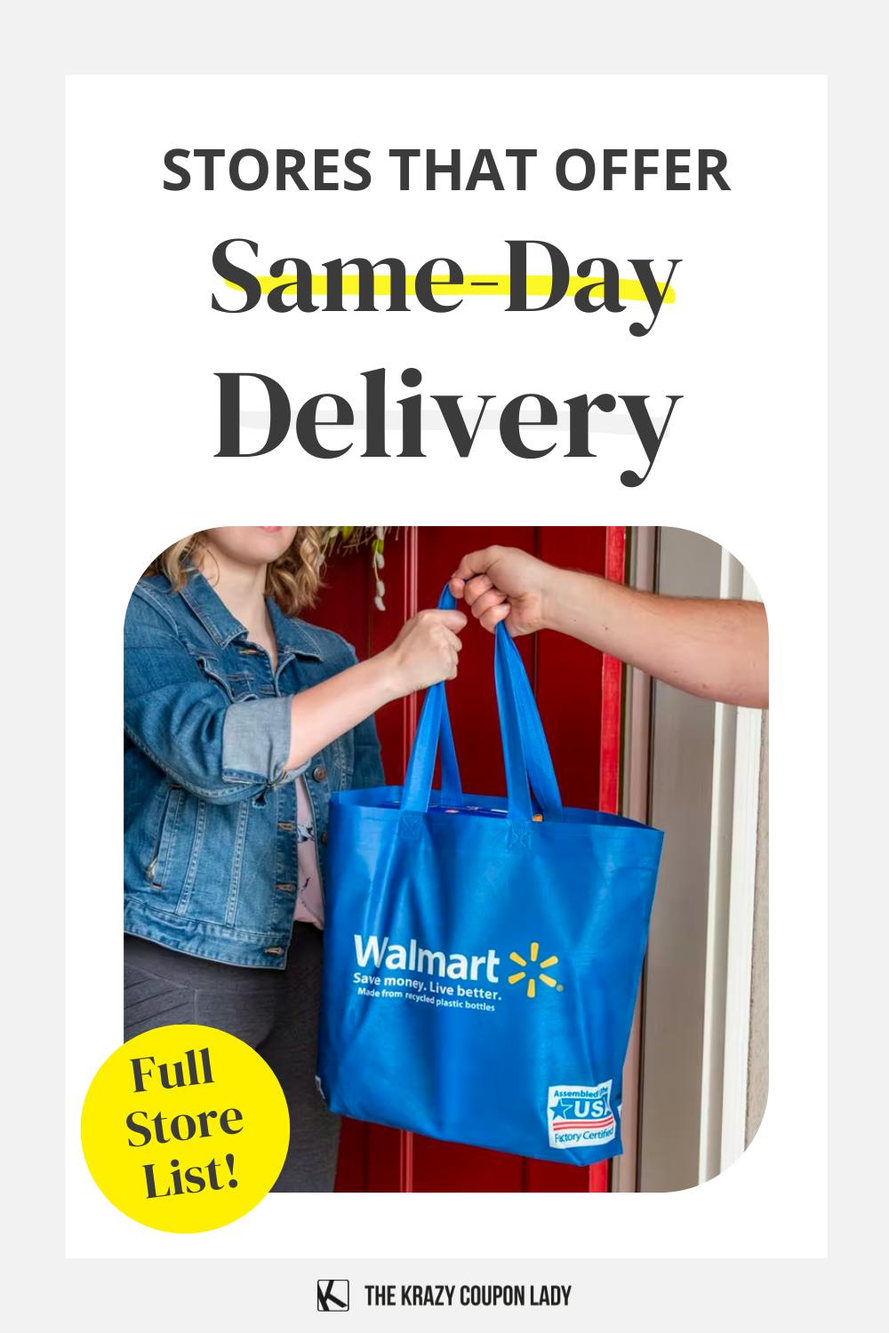 Full List of Same-Day Delivery Stores - The Krazy Coupon Lady